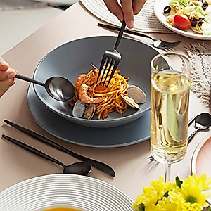 Homelux Theory 18/10 Matte Black Silverware Set Stainless Steel Black Flatware Set Black Utensil Set| 5pc Adaline Royal Modern Black Cutlery Set| BEST Flatware Set for 4 (4 sets,Black matte polish)