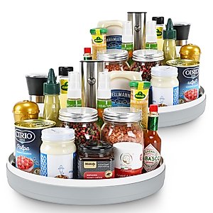 TRZZ Lazy Susan Turntable Organizer - 12-Inch Rotating Tray for Spices and Condiments Storage - Organize Kitchen and Fridge with Storage Container for Fridge, Pantry, and Cabinet - 2 Pack