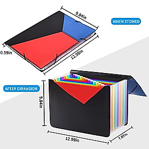 Cloudia 13 Pockets Accordion File Organizer, Expanding File Folder with Blank Labels, Super Heavyweight Monthly Accordion Folder, Desktop Accordion Folders