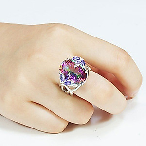 shiYsRL Exquisite Jewelry Ring Love Rings Women Fashion Rainbow Cubic Zirconia Inlaid Princess Rings Jewelry Party Gifts Wedding Band Best Gifts for Love with Valentine's Day - Multicolor US 9