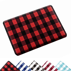Carvapet Buffalo Plaid Kitchen Mat Cushioned Anti Fatigue Comfort Floor Mat Waterproof Non-Slip Kitchen Foam Rug Ergonomic Standing Mat for Home Kitchen Office Laundry, Black & Red,17.3"x28"