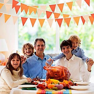 jijAcraft 39Ft Fall Banner Decorations Triangle Fabric Pennant Flag, 42 Pcs Fall Decor Thanksgiving Day Harvest Autumn Party Home Outdoor Garden Hanging Wedding Birthday Decoration (Orange)