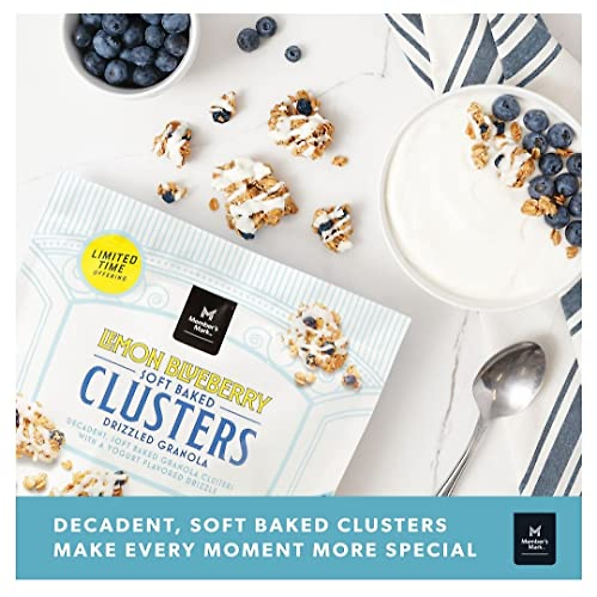 Member's Mark Lemon Blueberry Drizzled Granola Clusters (24 Ounce), 1.5 Pound (Pack of 1)