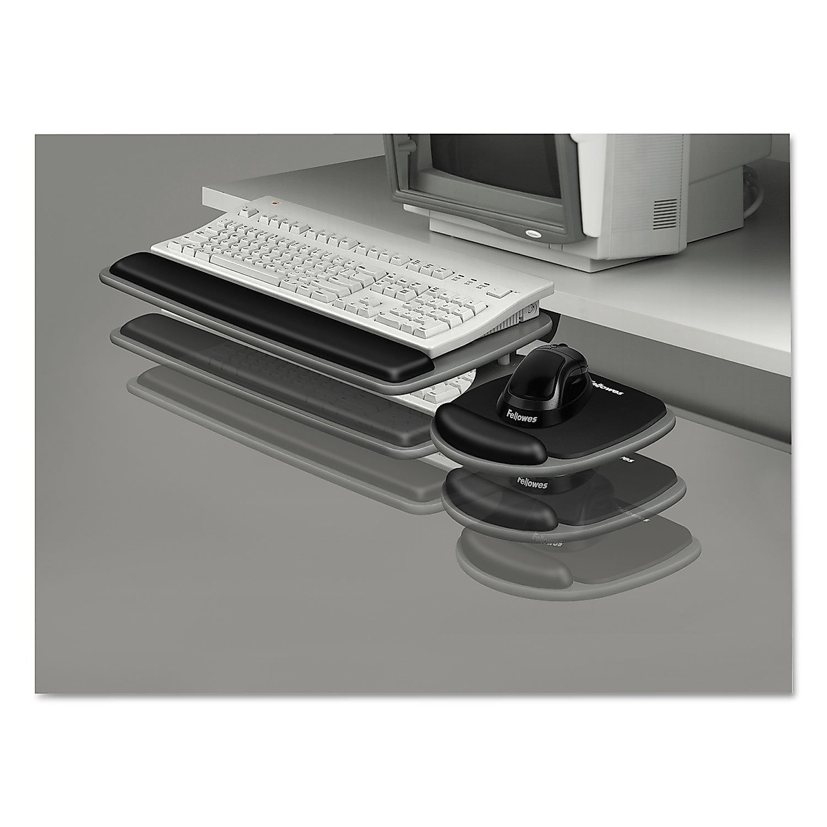 Fellowes 93841 Keyboard Tray, Gel Rest, 30-1/2-Inch x20-Inch x4-1/2-Inch , Graphite/Black