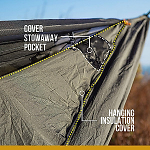 OneTigris KOMPOUND Camping Hammock with Net, Lightweight Portable Hammock with Warm Internal Cover & Tree Friendly Straps for Backpacking, Camping, Hiking, Travel, Beach, Backyard