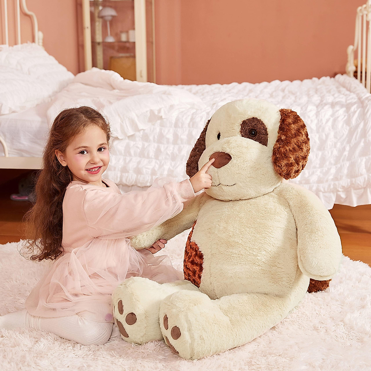 IKASA Giant Dog Labrador Stuffed Animal Plush Toys,Puppy Soft Toy Large Cute Huge Jumbo Big Size Plushie,Gifts for Kids (30 inches, Light Brown)