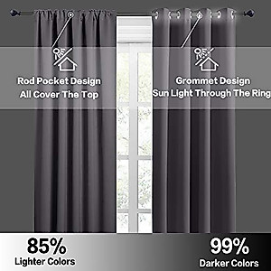 RYB HOME Blackout Curtains for Bedroom, Small Window Valances Tiers Curtain Set Light Block Privacy Drapes for Kitchen Kids Nursery Bathroom, W 52 x L 36 per Panel, Grey, 1 Pair
