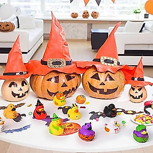 SCIONE 24 Pack Halloween Rubber Ducks Party Favors - 2 Inch Halloween Themed Decor Trick or Treat Supplies Goodie Bag Fillers Baby Showers Bath Toys for toddler Kids