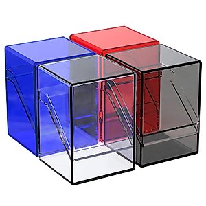 KKU 4 Pack Card Deck Cases, Trading Card Storage Boxes Acrylic Card Holder Cases, Deck Storage Box Hold 400+ Sleeved Cards Fit for Sport Cards (4 Colors)