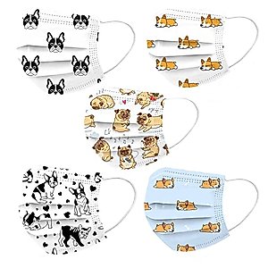 50PCS Colorful Cat Paws Disposable Printed Face_Masks for Adult,3-Ply Protective,Cute Animal Cat Dog Pet Footprint (Large, Dog Paw #1)