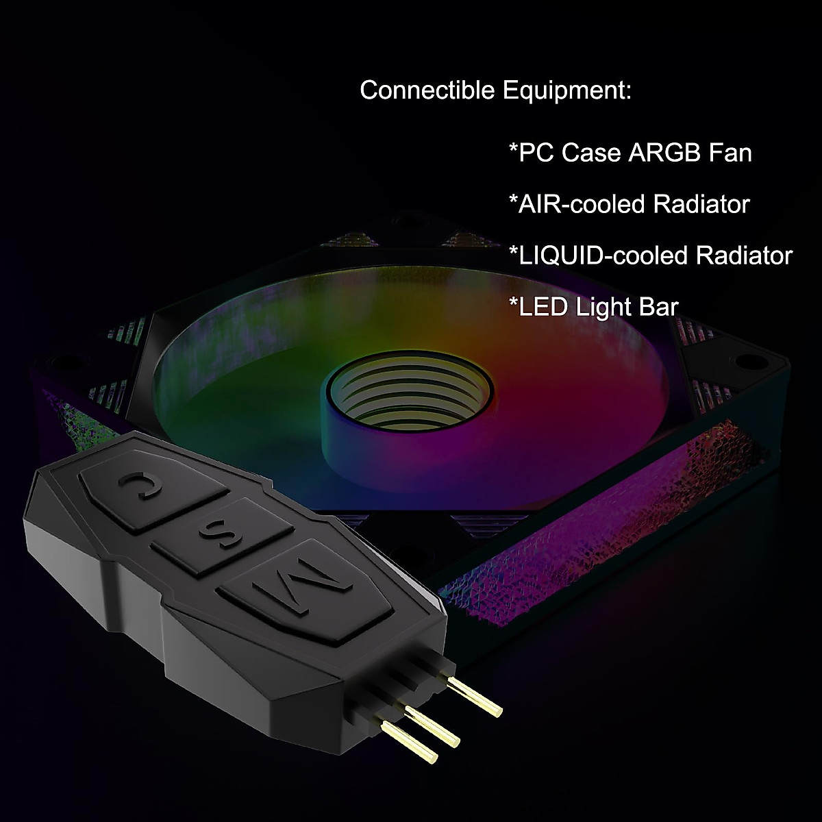 DS Mini ARGB PC Fans Controller Kit with One-to-One Matching Function for Case Fans, PC Rainbow LED Strip, Computer ARGB Fans (3Pin, 14 Key, SATA Power, 5th Gen)
