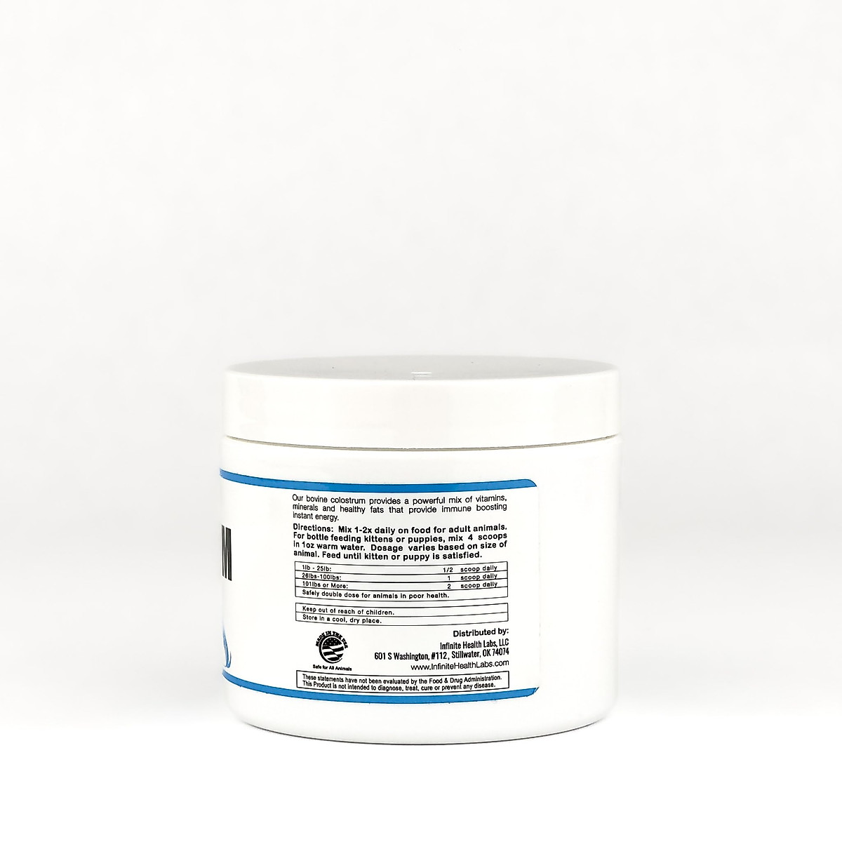 Infinite Health Labs Bio-Active Bovine Colostrum for Dogs, Cats, Puppies, Kittens & Pets - Daily Colostrum Powder Supplement 40g (80 Servings)