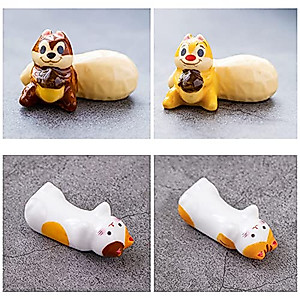NaiHey Cute Cat Ceramics Chopsticks Rests Japanese Style chopstick holder Dinner Spoon Knife Fork Chopsticks Stand Rest Rack Kawaii Squirrels (Set of 4)