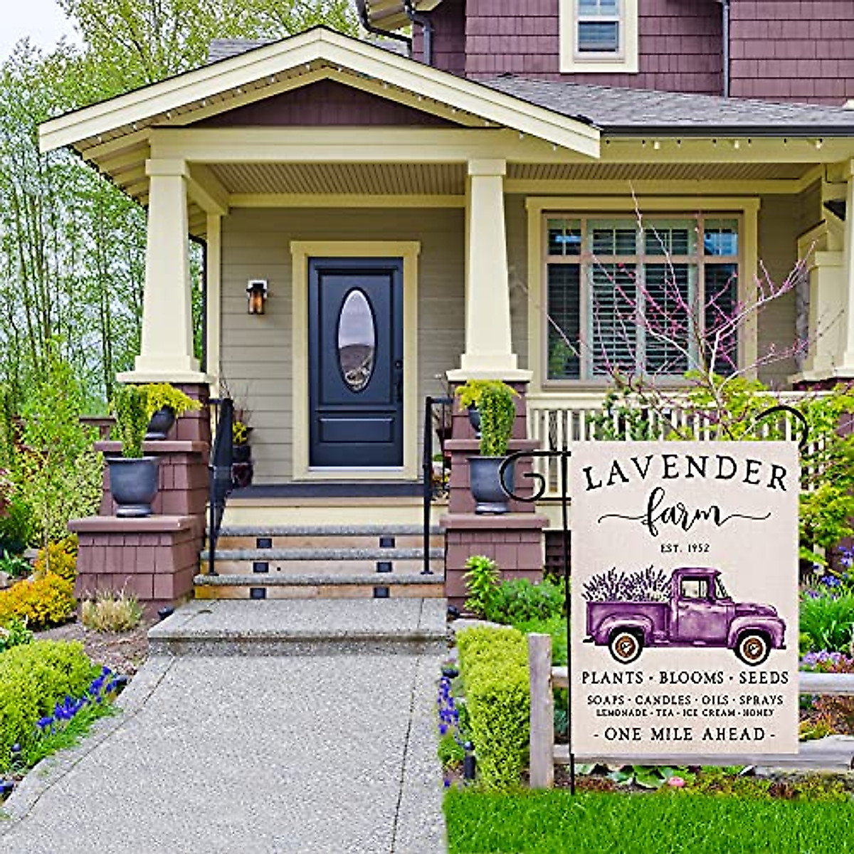 Welcome Lavender Truck Garden Flag Vertical Double Sized, Seasonal Summer Holiday Yard Outdoor Decoration 12.5 x 18 Inch