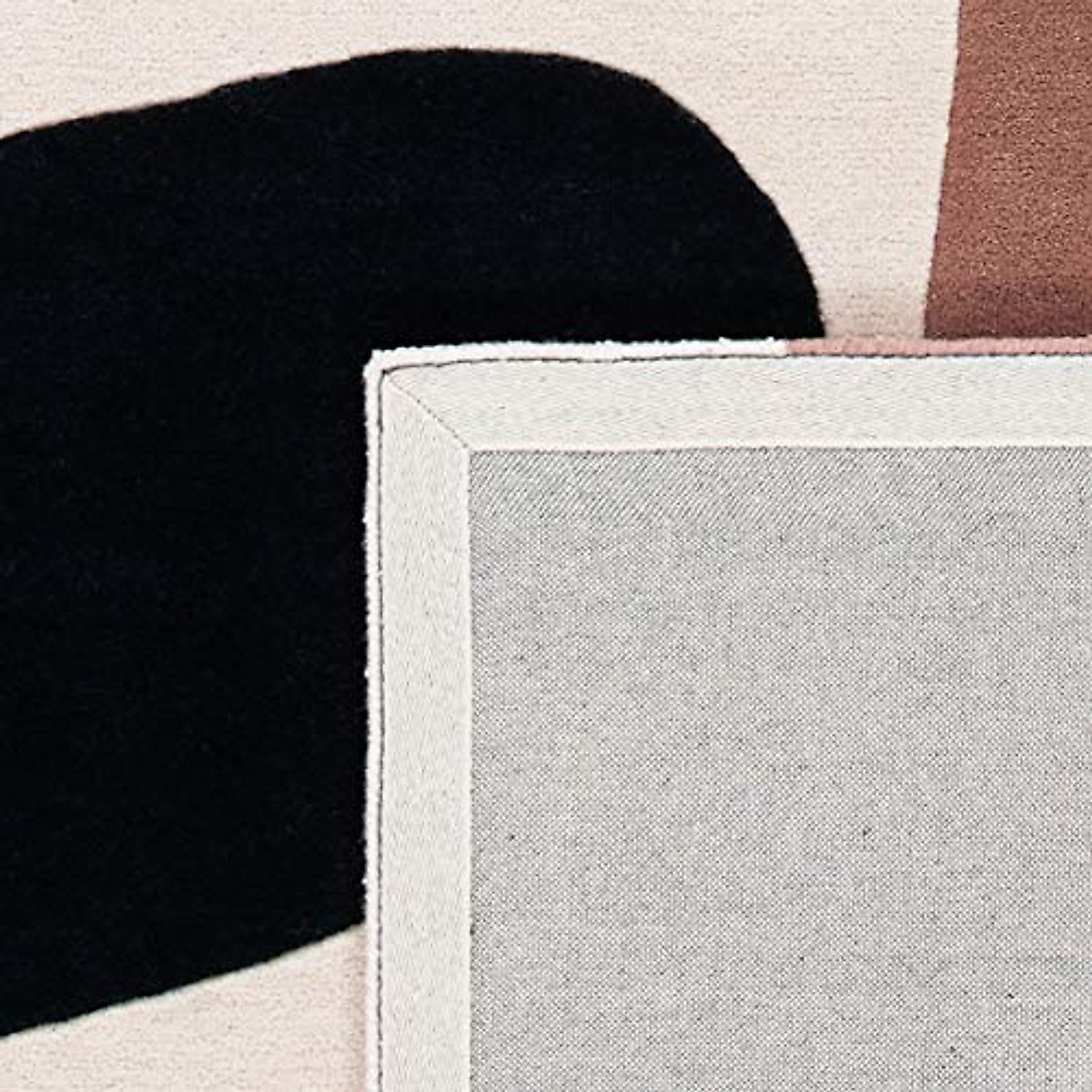 SAFAVIEH Fifth Avenue Collection 9' x 12' Beige/Black FTV119B Handmade Mid-Century Modern Abstract New Zealand Wool Living Room Dining Bedroom Area Rug