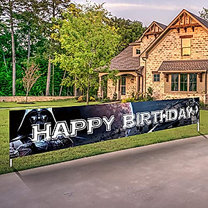 Star Wars Theme Happy Birthday Banner 118in x 20In Indoor Outdoor Decor Outer Space Galaxy Wars Backdrops for Kids Birthday Party Backdrop Prince Kids Decoration Supplies