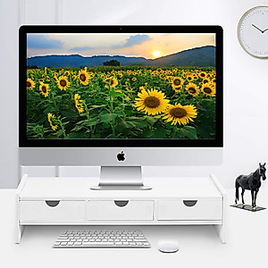 Monitor Stand Riser, Computer Laptop Riser Shelf with 3 Organizer ...