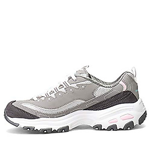 Skechers Women's D'Lites Sneaker, Gray/Light Pink, 7