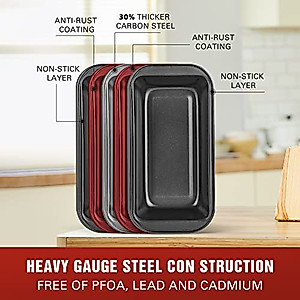 KITESSENSU Bread Pan, Nonstick Loaf Pan with Easy Grips Handles, Carbon Steel Loaf Pans for Baking, Bread Pans for Homemade Bread, Brownies and Pound Cakes, Set of 2, Gray