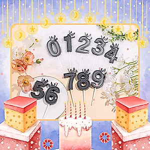 3inch Birthday Number Candle, Cake Topper Candle with Crown Black Numeral Cake Candles Birthday Cake Candle for Birthday Anniversary Parties (Number 3)