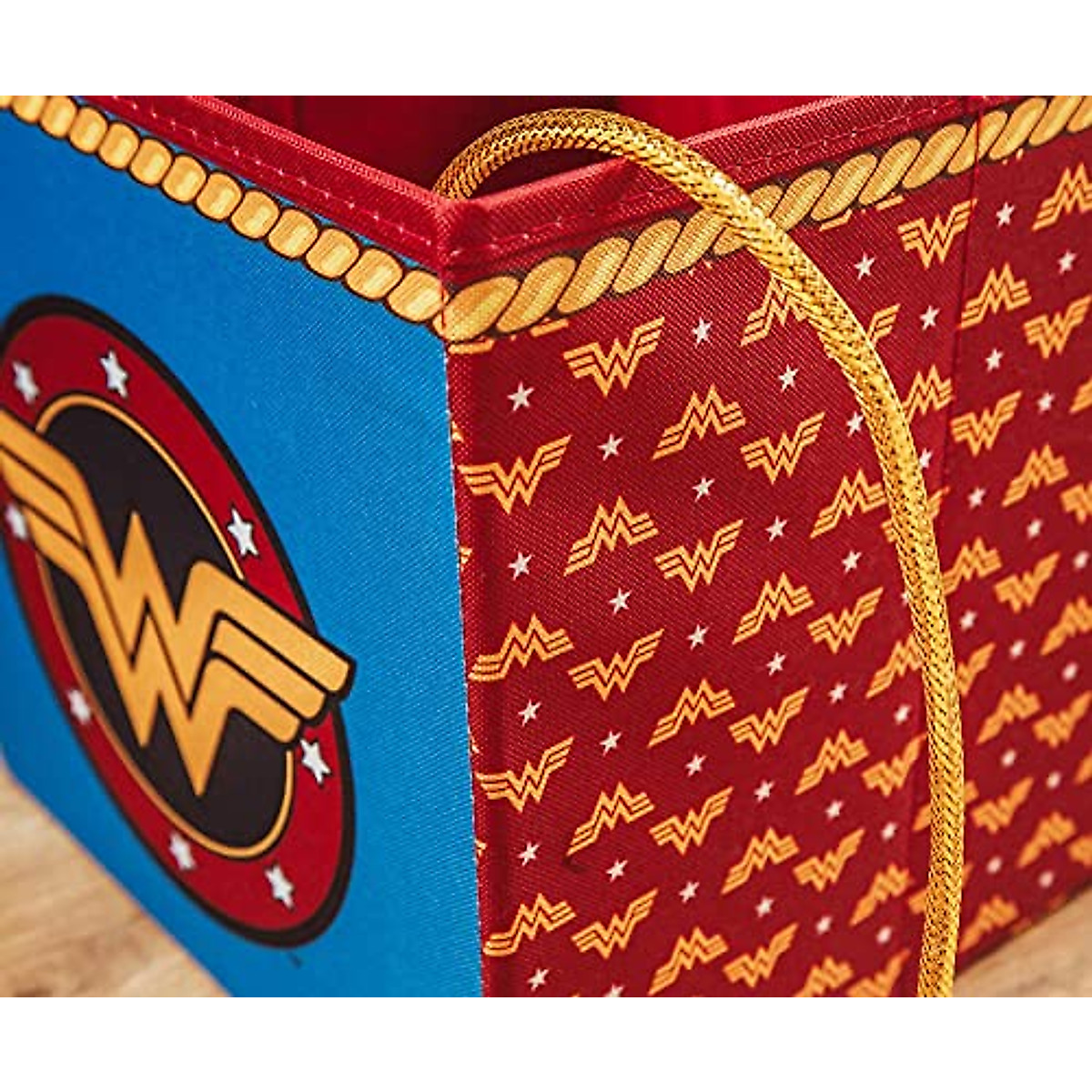 DC Comics Wonder Woman Logo 11-Inch Storage Bin Cube Organizers| Fabric Basket Container, Cubby Cube Closet Organizer | Comic Book Superhero Toys, Gifts and Collectibles