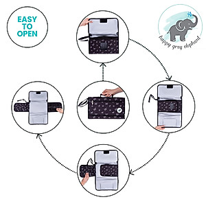 Baby Changing Pad with Shoulder Strap - Diaper Changing Mat with Built in Head Pillow and Large Pockets - Fully Padded Portable Changing Pad Perfect as Travel Diaper Changing Station for Newborns