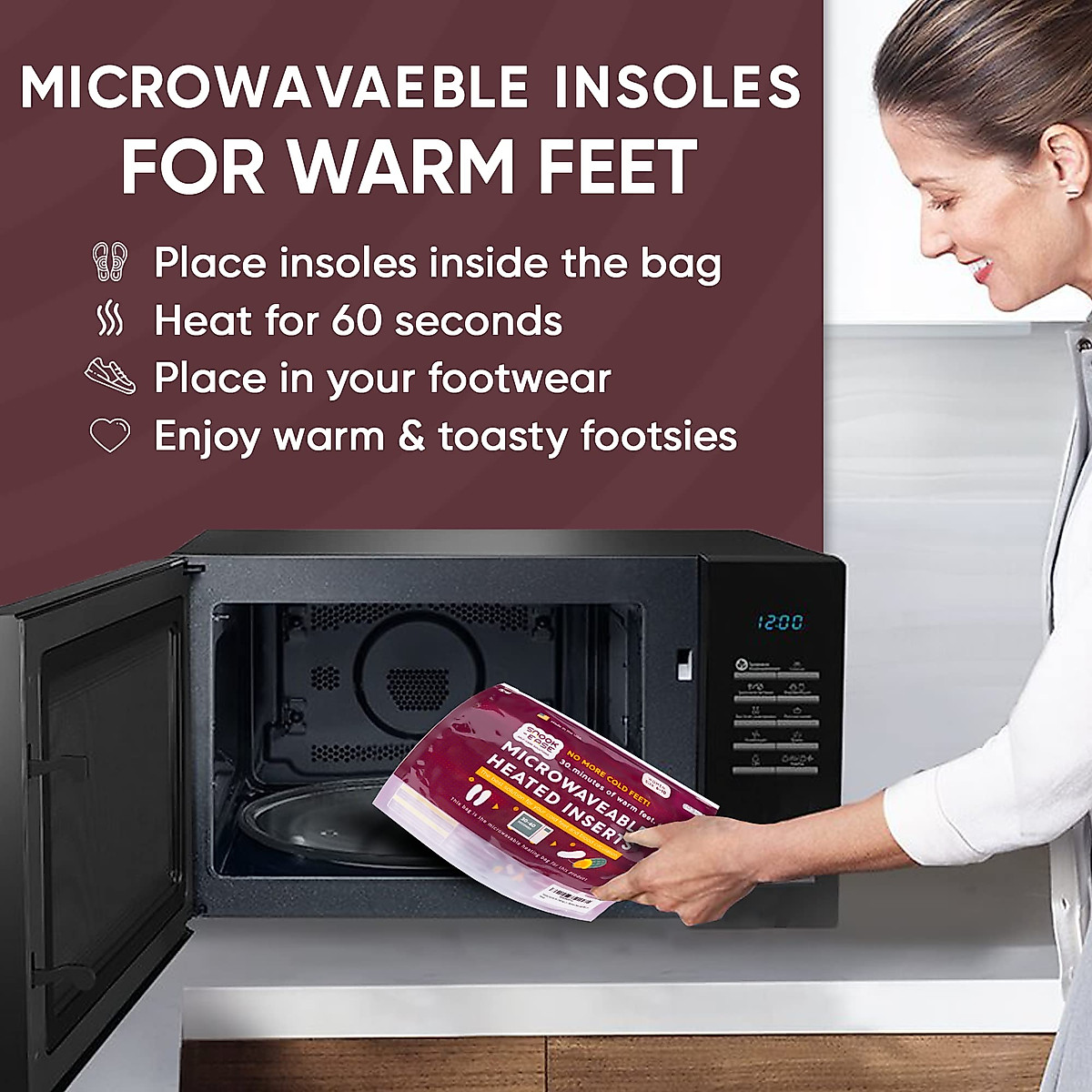 Snook-Ease Heated Booties Thick Warm Winter Feet Warmers with Microwavable Heatable Inserts – Heated Booties Foot Heater for Cold feet – Heated Foot Warmers (Gray, Women 6-7 / Men 5-6)