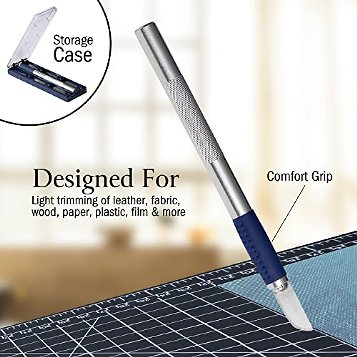 WA Portman 7 Piece Precision Hobby Knife Set - 6 Carbon Steel Art Knife Blades - Precision Knife Set - 7 Piece Craft Knife Kit - Hobby Knives - Exacto Knife Set Compatible - Art Knife Set