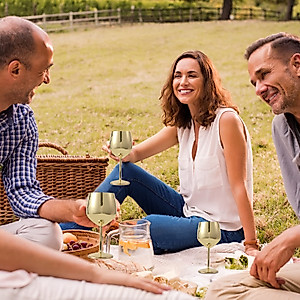 AgHook Wine Glasses 18/8 Stainless Steel, Set of 2 16 Oz Stemmed Wine Goblets, BPA Free Copper Coated Shatterproof, Elegant Tone Drinkware for Champagne and Cocktails