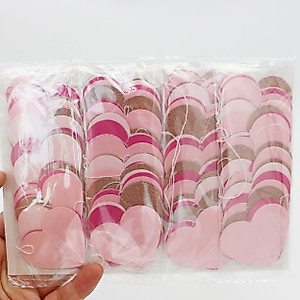 JunyRuny Pink Rose-Gold Party Decorations Love-Heart Garland - 48ft, Wedding Bridal Shower Hanging Decoration Streamers Banner, Baby Girl Birthday, Bachelorette Engagement, Valentine Day Decor