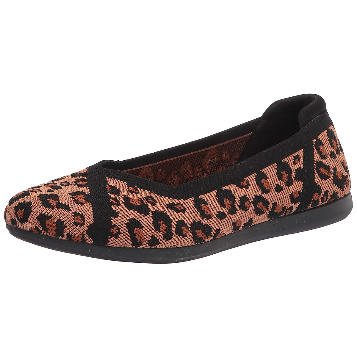 Clarks womens Carly Wish Ballet Flat, Dark Tan/Black Interest Knit, 9.5 Wide US