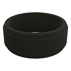 QALO Men's Silicone Ring, Black (Size 10) - Step Edge Q2X - Mens Wedding Bands - Breathable & Durable Silicone Rings for Men - Thick Rubber Engagement Rings for Him - 9mm x 2mm