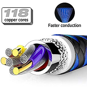 USB Type C Cable 5Pack (3/3/6/6/10FT) Nylon Braided USB C Cable Fast Charger Charging Cord Compatible Samsung Galaxy S9 S8 Note 9 Note 8 Plus,LG V30 G6 G5 V20,Google Pixel, Moto Z2 (Navy&Blue)