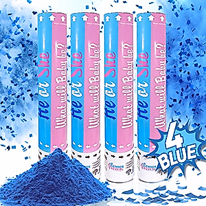 Tamodan Gender Reveal Confetti Cannon Blue，Set of 4 Gender Reveal Powder Cannon – Gender Reveal Confetti Powder Cannon Blue only Ideal for Pregnancy Announcement(4 Blue)