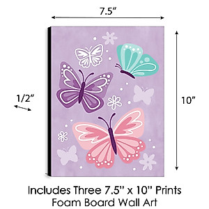 Big Dot of Happiness Beautiful Butterfly - Floral Nursery Wall Art and Kids Room Decor - 7.5 x 10 inches - Set of 3 Prints