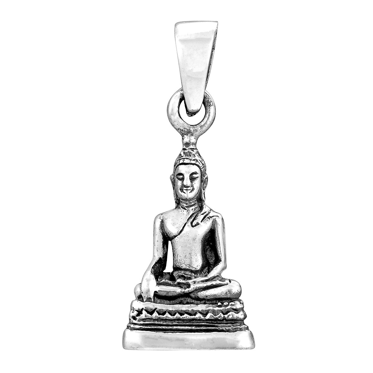 AeraVida Buddha Image in Meditating Posture .925 Sterling Silver Pendant | Silver Buddha Pendant For Women | Sterling Silver Buddha Pendant | Sterling Silver Pendant