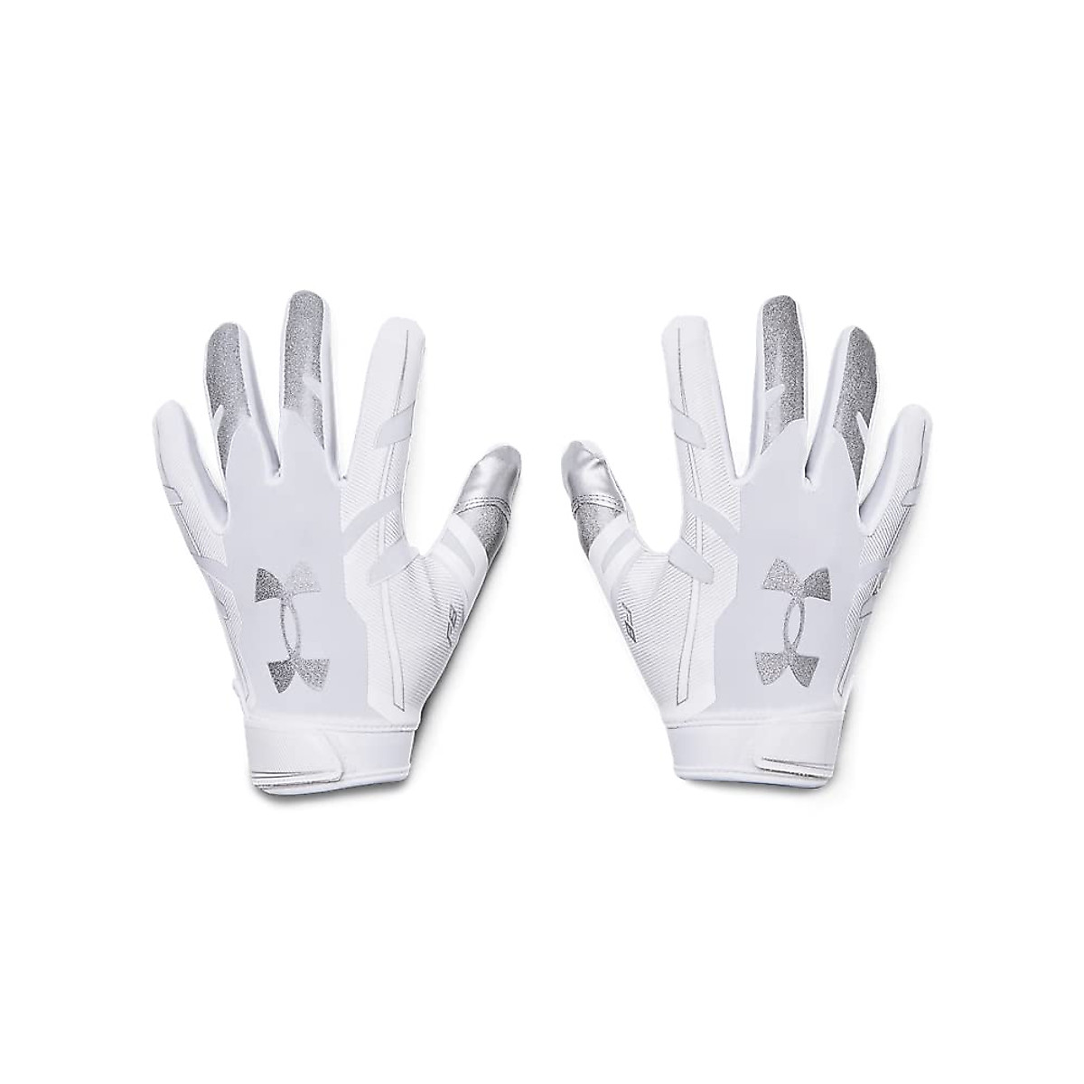 Under Armour Men's F8 Football Gloves , (100) / White / Metallic Silver , X-Large