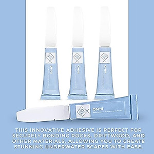 Aqua Worx Omni Aquarium Glue for Aquatic Plants,Coral, Rocks - Safe for Aquariums, Reef Tanks, Non-Toxic Quick Dry (3 Pack)