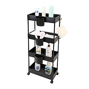 JAKAGO 6-Pack Little Hanging Bucket - Hanging Cup Holder for Rolling Cart Shelf Wall Storage Box for Kitchen Living Room Bathroom Desktop Cleaning Trash Can(Black)