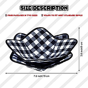 4 Pieces Buffalo Plaid Bowl holders Sponge and Microfiber Small Bowls Holder Bowl Potholders for Microwave Bowl Food Warmer for Home Kitchen and Hot Bowl Holder (Black, White)