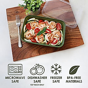 Bentgo® Prep 1-Compartment Containers - 20-Piece Meal Prep Kit with 10 Trays & 10 Custom-Fit Lids - Durable Microwave, Freezer, Dishwasher Safe Reusable BPA-Free Food Storage Containers (Khaki Green)