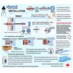 12" Long Clear Floating Shelf (11" deep) Xform3