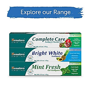 Himalaya Bright White Toothpaste, Fluoride Free to Reduce Plaque & Whiten Teeth, 6.17 oz (Pack of 2)