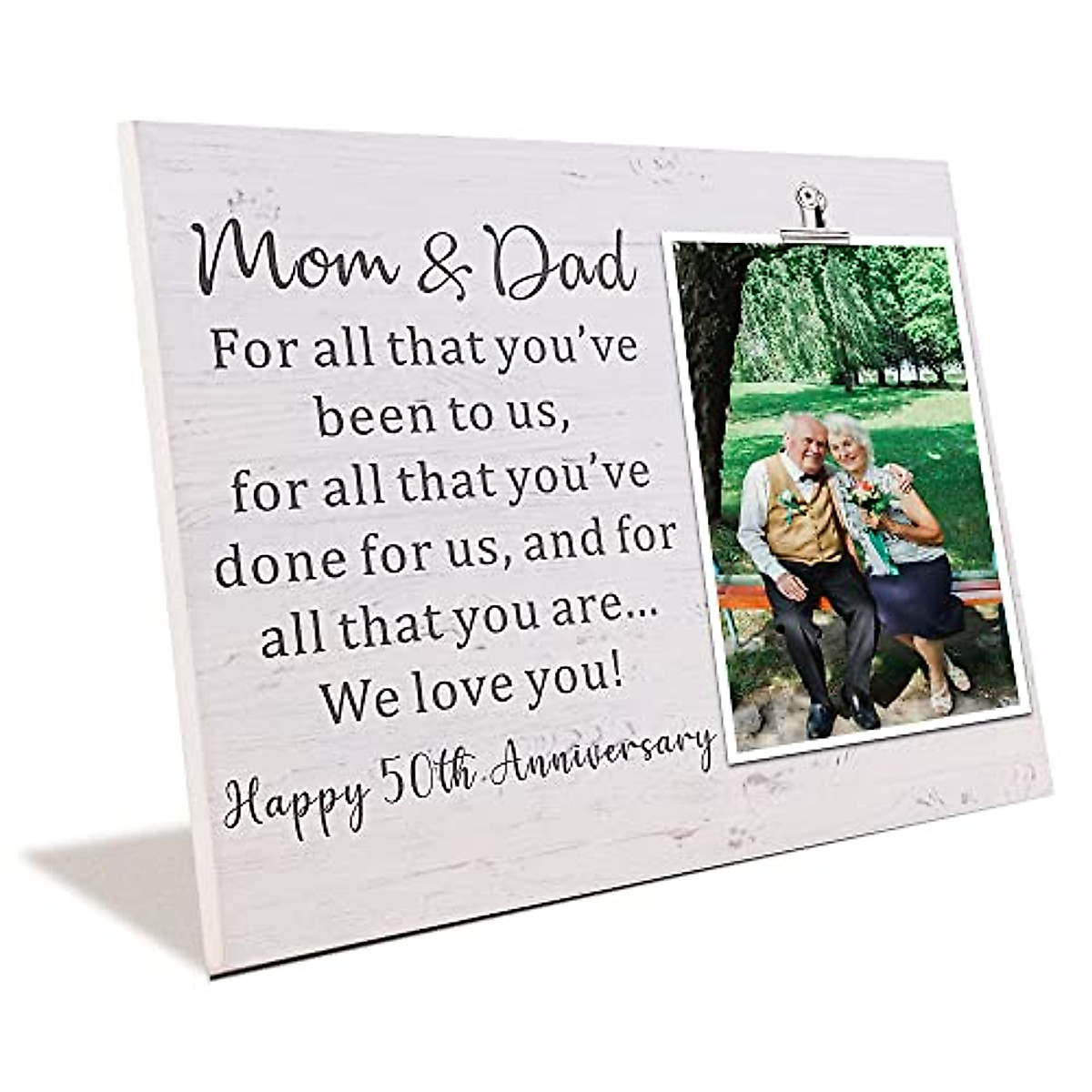 ZENNLAB 50th Wedding Anniversary Picture Frame for Mom and Dad, Gift for Parents 50th Anniversary Keepsake, Golden Anniversary Decorations for Parent from Daughter