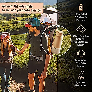 2-in-1 BEEVA Portable Baby Bottle Warmer for Breastmilk/Baby Formula, Ideal for Travel, with USB Charger, 4 Temperature Settings & Digital Display, Accurate Heating,with Travel Bag