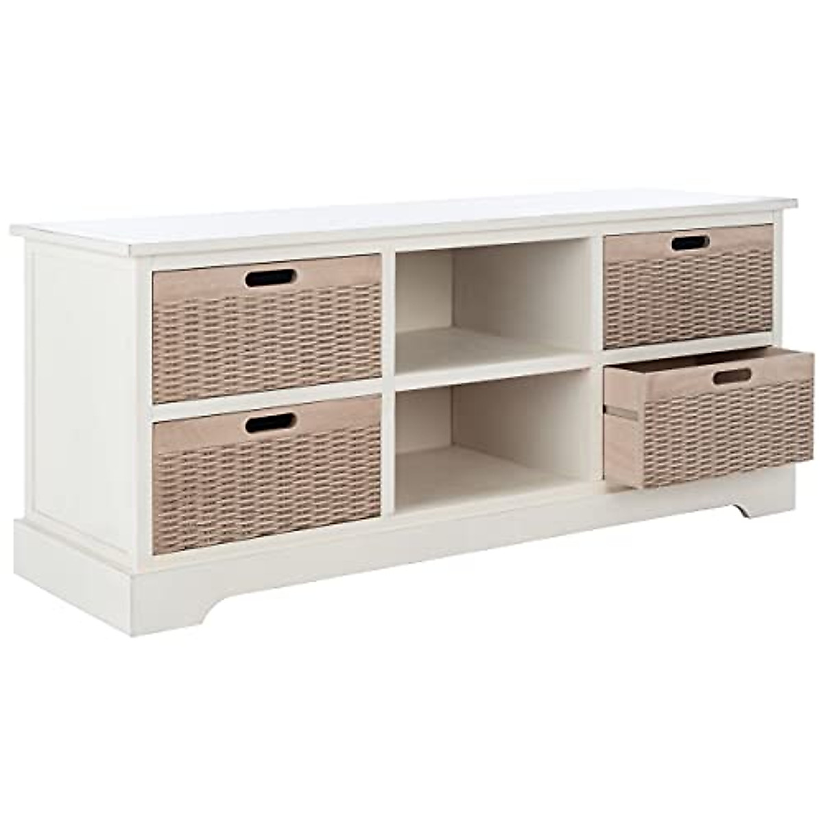 SAFAVIEH Home Collection Landers Distressed White 4-Drawer Media Stand (up to 55-inch Flat Screen TV)