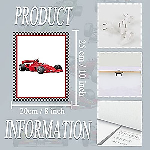 LHIUEM Race Car Wall Decor Sport Car Canvas Poster(8”X10”) Racing Mosaic Frame Wall Printed Hot Wheels Wall Art Big Dream Little Racer Wall Paintings for Boys Bedroom Playroom Classroom Ready to Hang