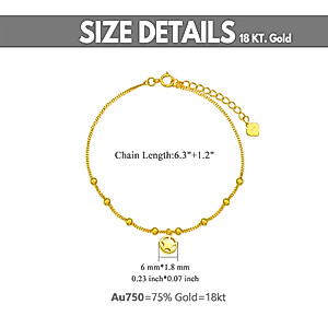 18k Solid Gold Bracelet for Women, Yellow Gold Durable Cuban Chain Bracelet with Dangle Star Jewelry Gift for Her, Wife, Mom, Girls 6.5"-7"