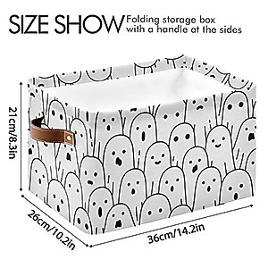 xigua Halloween Ghost Storage Basket Durable Canvas Storage Bins with Handles Large Collapsible Storage Bins Boxes for Shelves,Home Office,Toys,Closet & Laundry- 199PCS