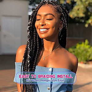 8 Pack Braiding Hair Pre Stretched - 26" 100G/Pack Premium Pre Stretched Braiding Hair Extensions, Professional Itch Free Hot Water Setting Perm Yaki Texture Prestretched Braiding Hair(1B)
